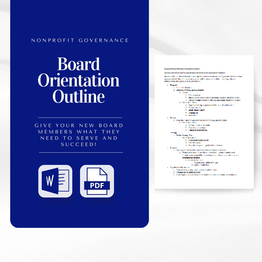 Nonprofit Board Member Orientation Outline (PDF & Word) - Etsy