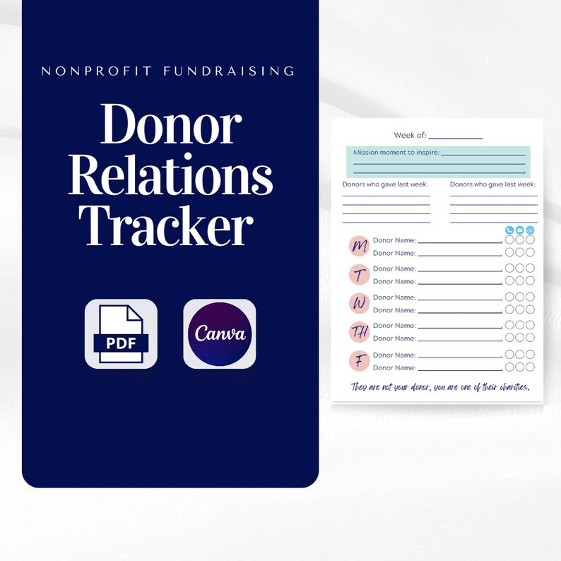 Donor Relations Tracker | Weekly Planner for the Nonprofit Fundraising ...