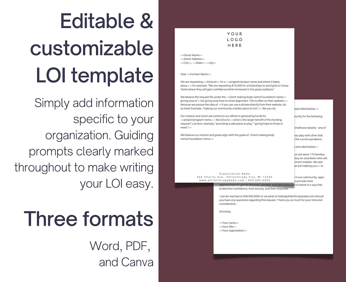 Nonprofit Letter of Interest (LOI) Template: Grant Fundraising (PDF ...