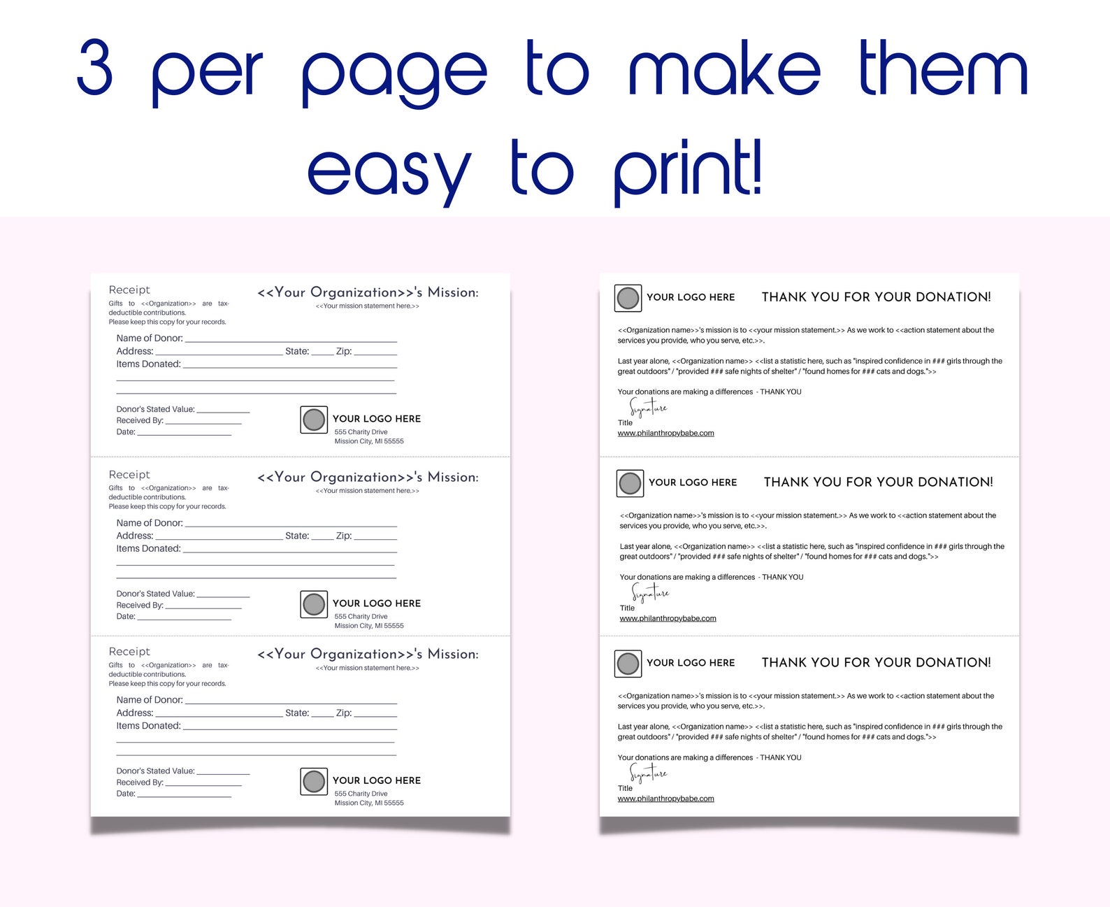 In-kind Donation Receipt | Editable and Customizable in Adobe, Canva ...