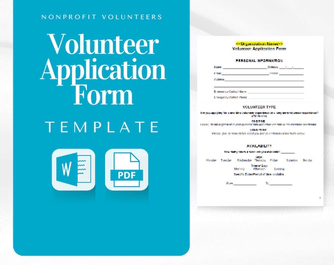 Volunteer Application Form | Make It Easy to Volunteer! - Etsy