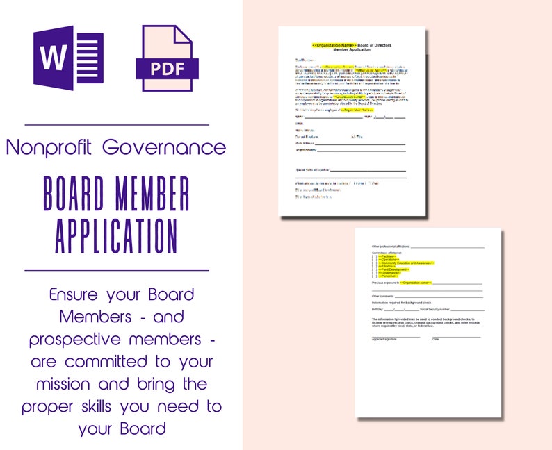 Nonprofit Board Member Application Application to Join the - Etsy