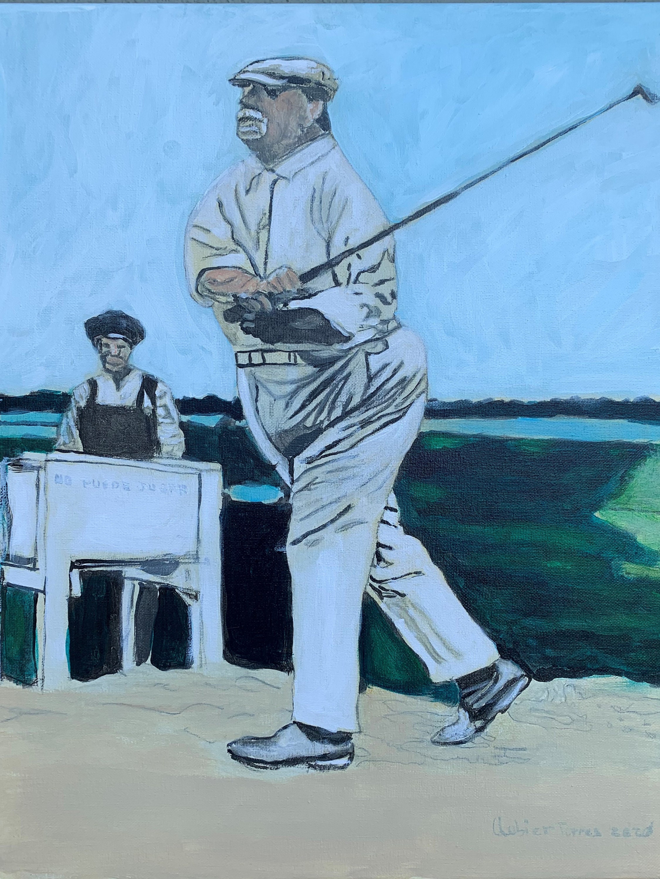 Teddy Playing Golf, Acrylic Painting, Original, 16 X 20 Inches - Etsy