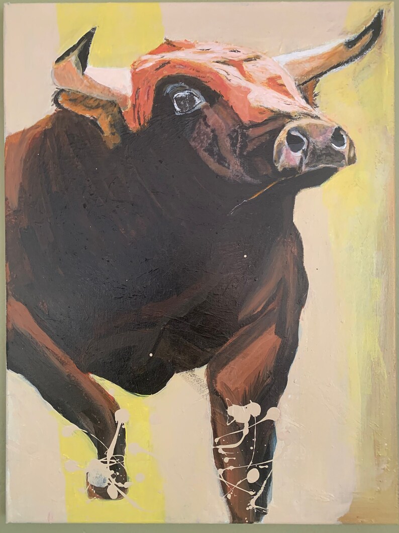 Bull, Art Painting in Acrylic, Original 2020, Wall Art Decoration ...