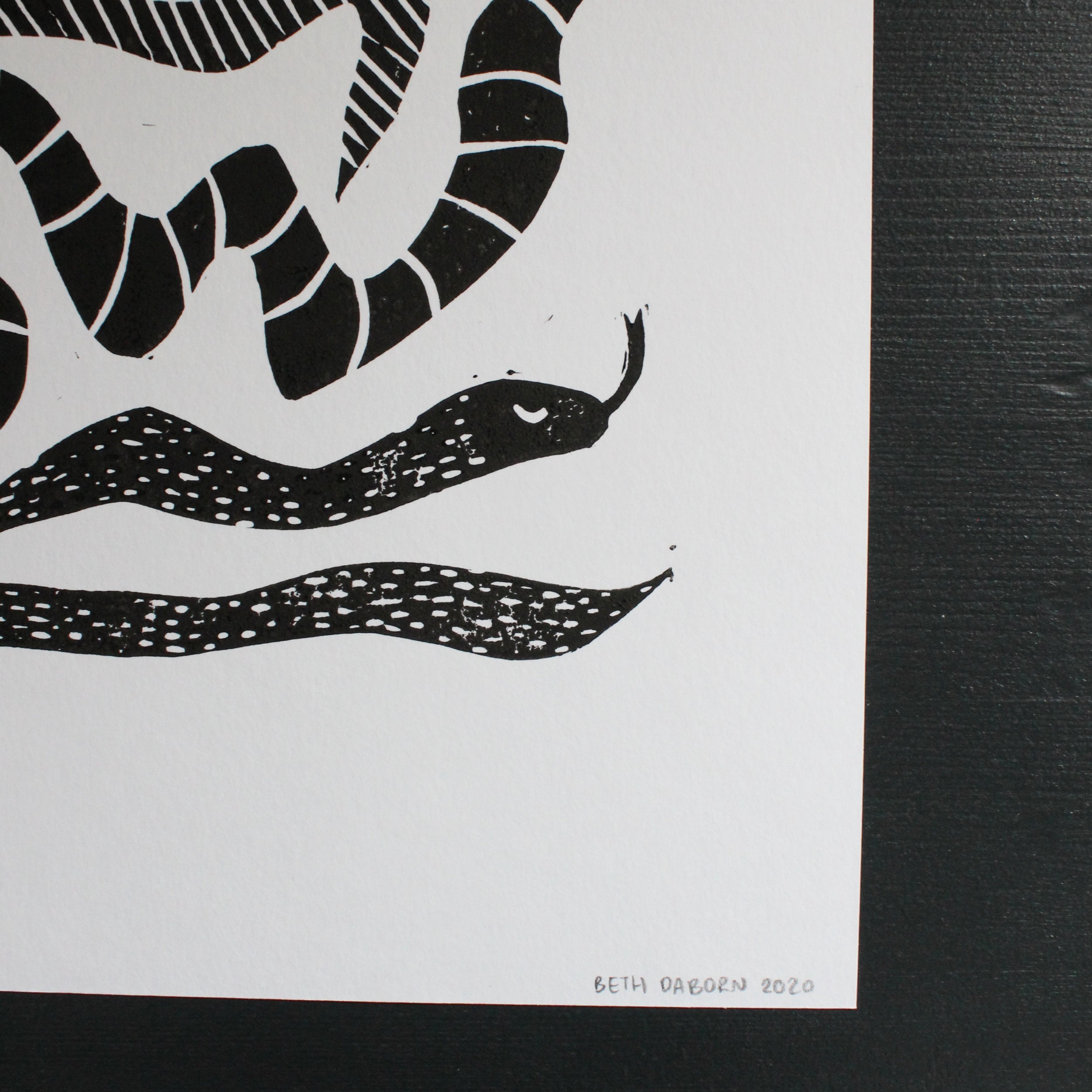A4 Snake Lino Print Handprinted Wall Art Printmaking Gallery Wall - Etsy