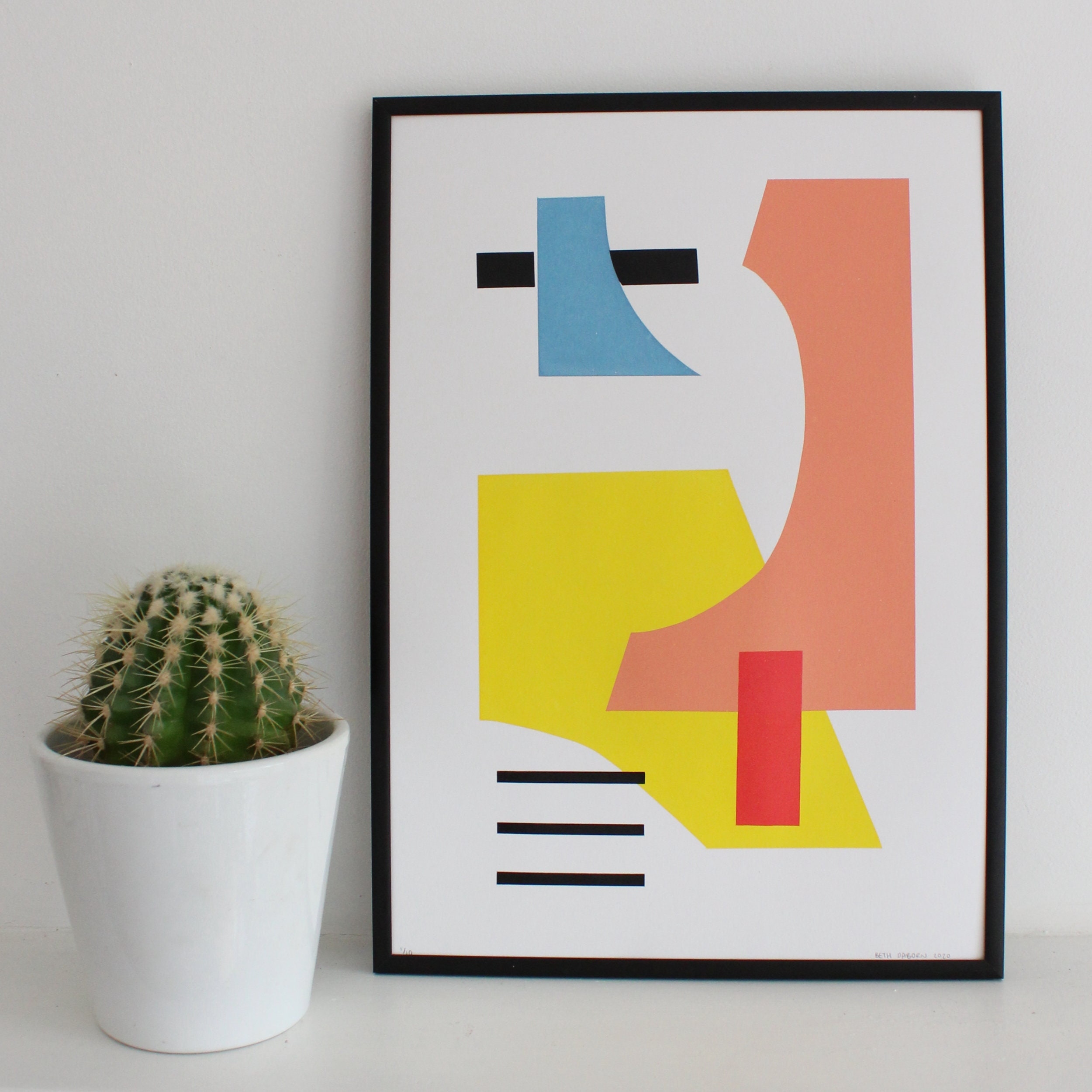 A3 Abstract Geometric Shapes Screen Print Handprinted Wall | Etsy