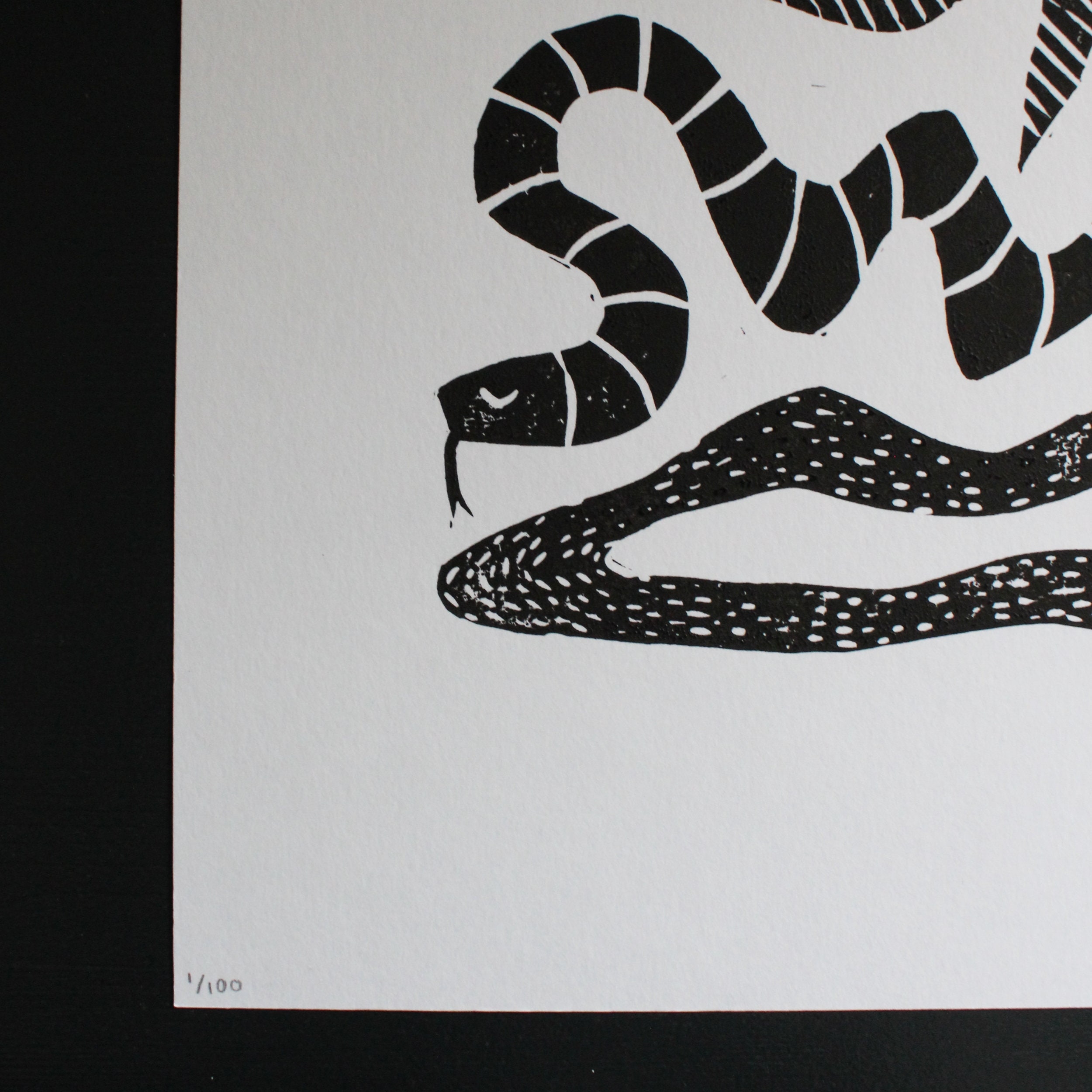 A4 Snake Lino Print Handprinted Wall Art Printmaking Gallery Wall - Etsy