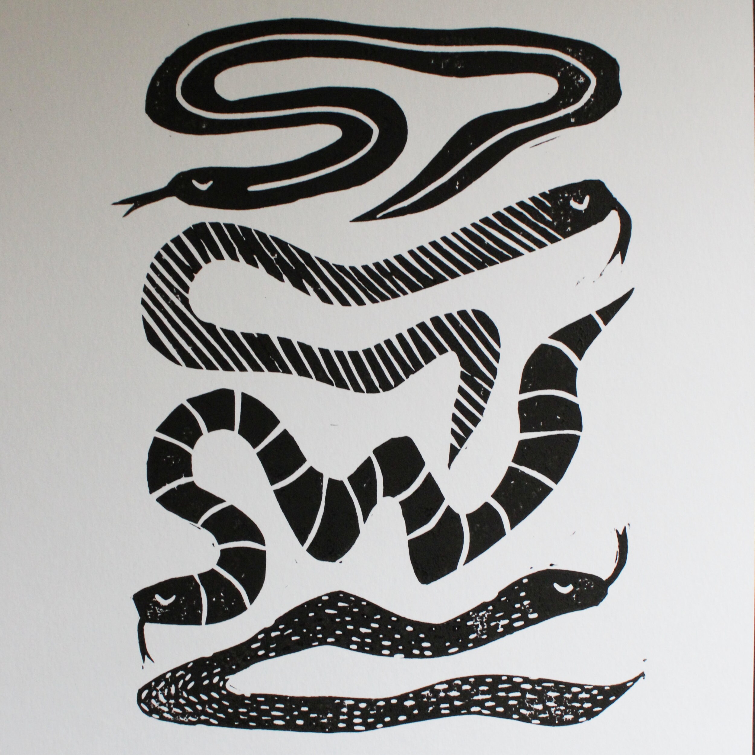 A4 Snake Lino Print Handprinted Wall Art Printmaking Gallery Wall - Etsy
