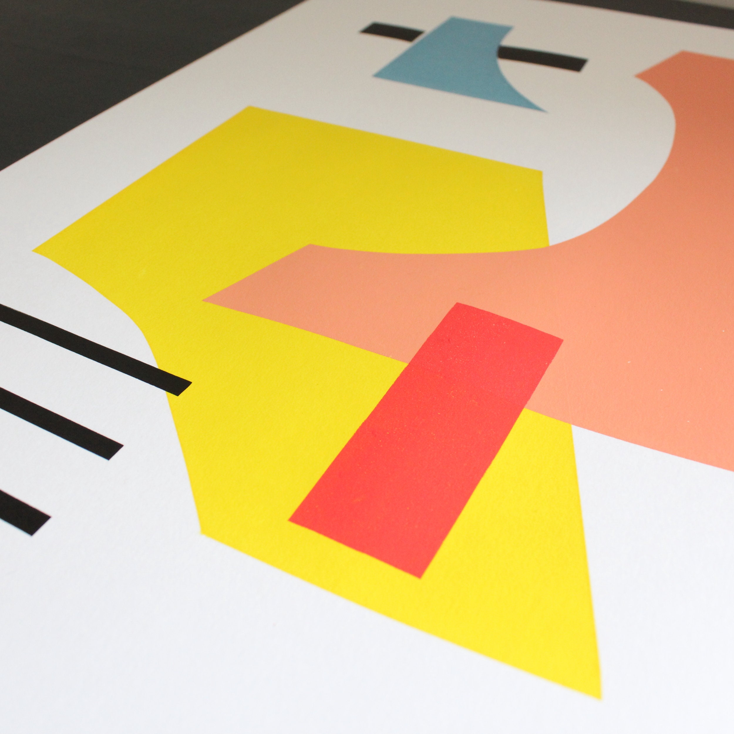 A3 Abstract Geometric Shapes Screen Print Handprinted Wall | Etsy