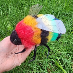 Needle Felted Giant Rainbow Bumblebee. Felted Bee Art. Bee Figure ...