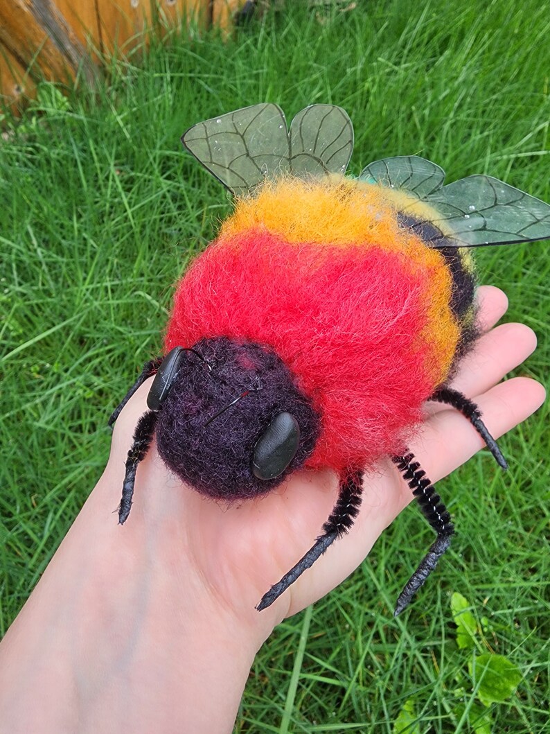 Needle Felted Giant Rainbow Bumblebee. Felted Bee Art. Bee Figure ...