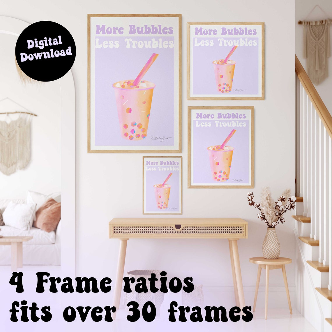 Printable Bubble Tea Wall Art Modern Boba Tea Poster - Etsy