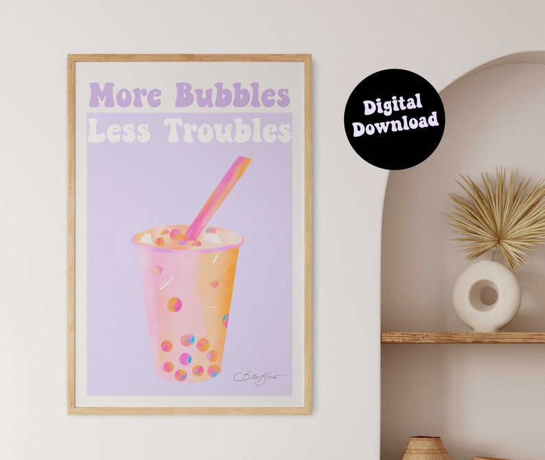 Printable Bubble Tea Wall Art Modern Boba Tea Poster - Etsy