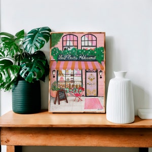 Pink Bakery Print: Vintage Patisserie Storefront Illustration (digital ...
