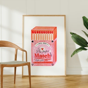 Perfect Match Wall Art | Pink Matchbox Poster | Love Art | Vintage ...