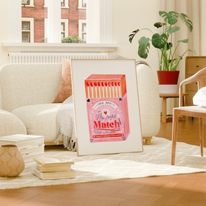 Perfect Match Wall Art | Pink Matchbox Poster | Love Art | Vintage ...