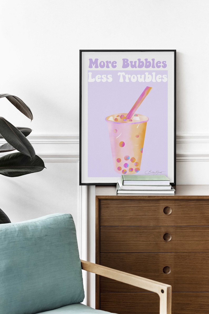 Printable Bubble Tea Wall Art Modern Boba Tea Poster - Etsy