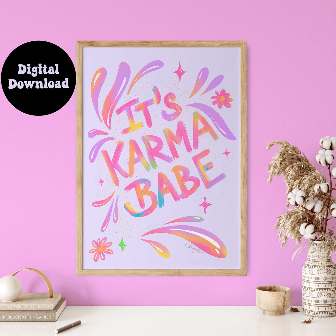 Karma Print Barbie Pink Karma Babe Wall Art Funny Quote - Etsy