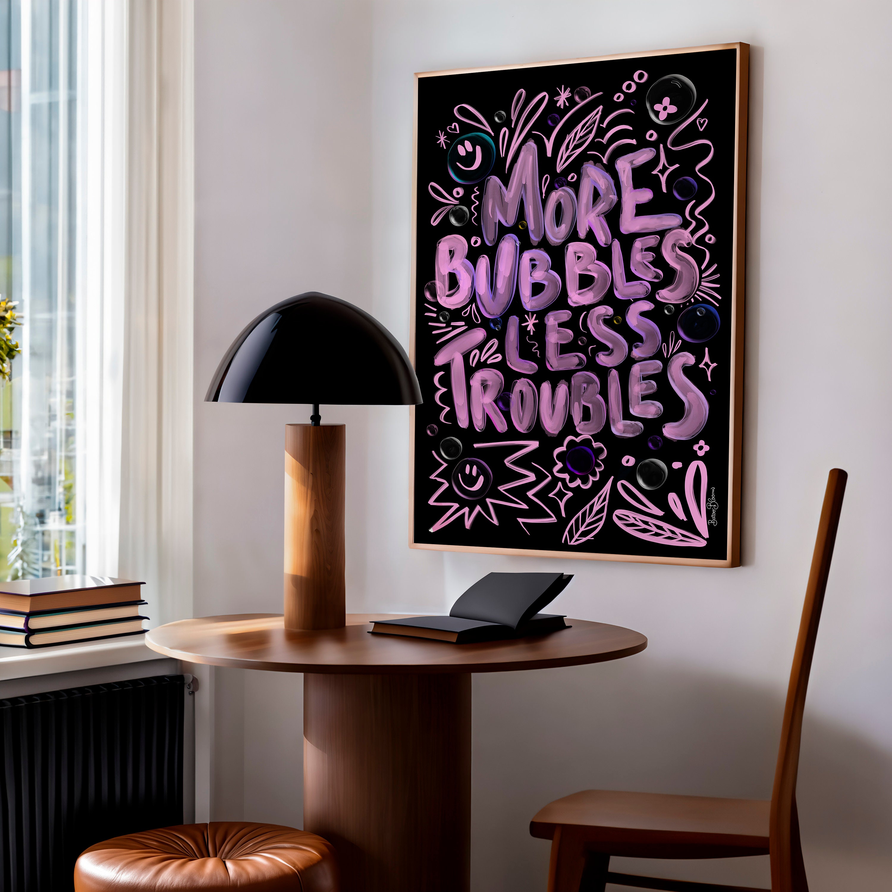 More Bubbles Less Troubles Poster: Bold Eclectic Art Print (digital ...