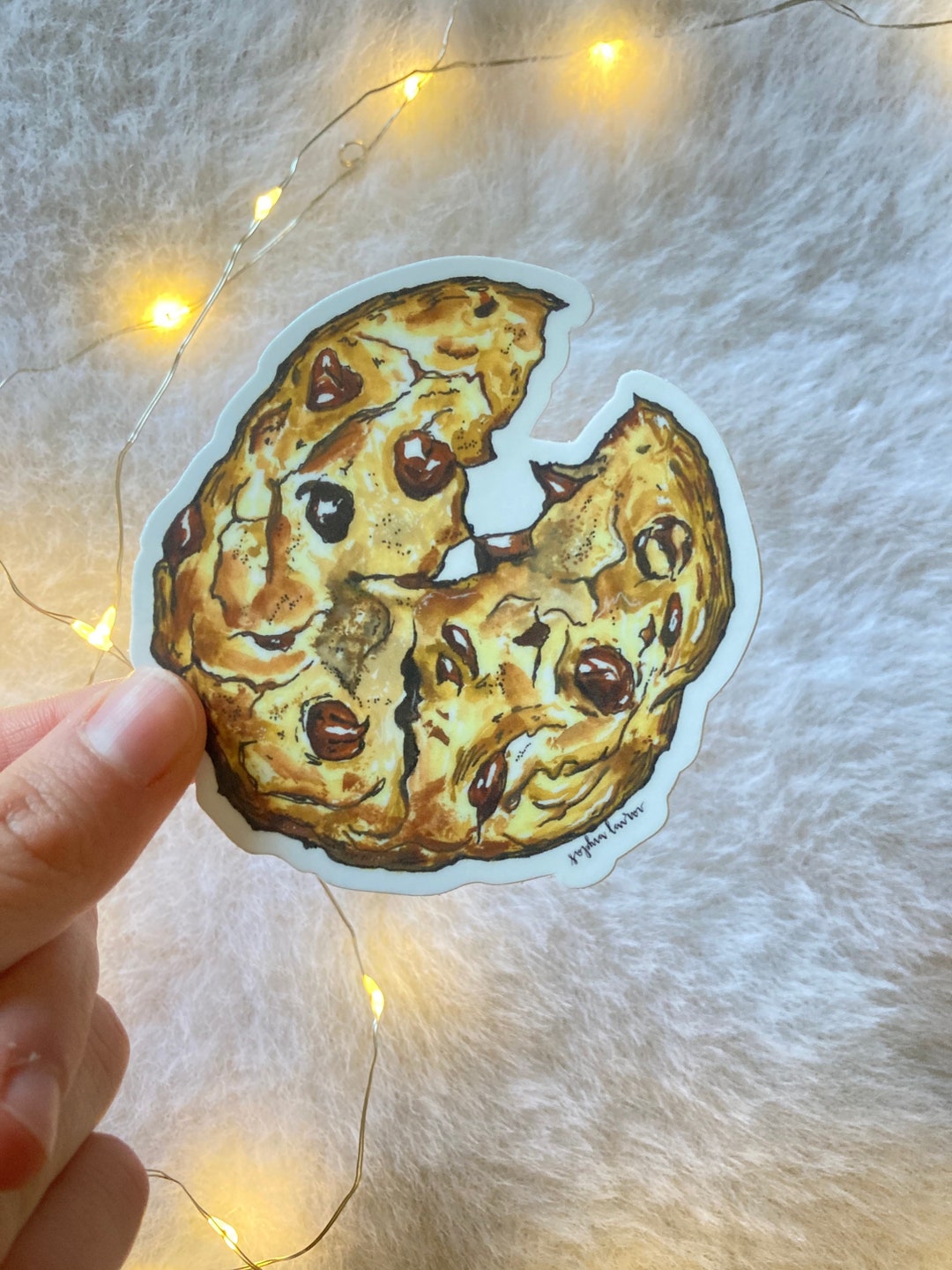 Chocolate Chip Cookie Vinyl Sticker, Dessert Sticker, Waterproof ...