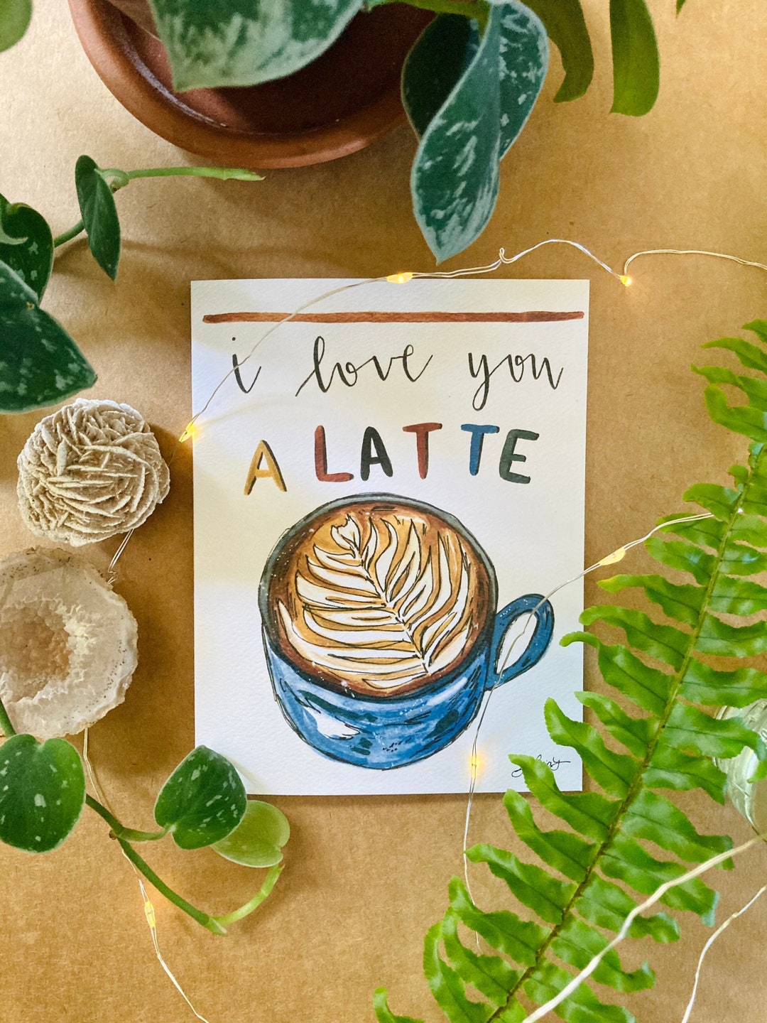 I Love You a Latte Greeting Card—sophia Lavrov • Watercolor • Coffee ...