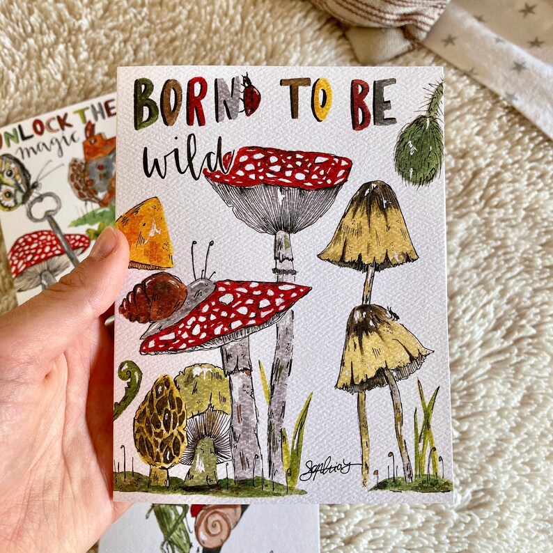Nature-themed Greeting Cards, Mushroom Art, Watercolor Art, Bugs ...