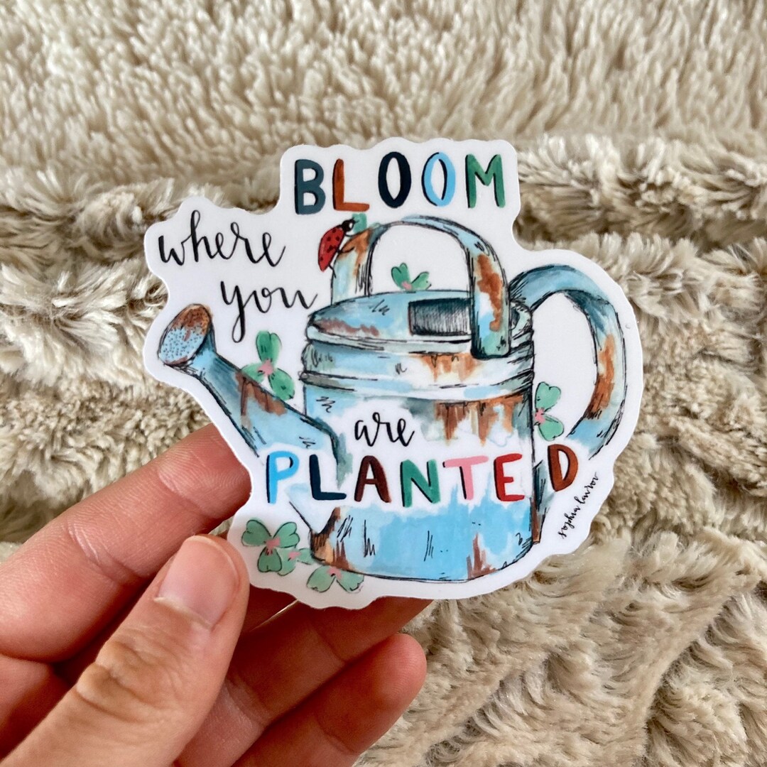 Watering Can Vinyl Sticker • Watercolor + Calligraphy • Garden Chic ...