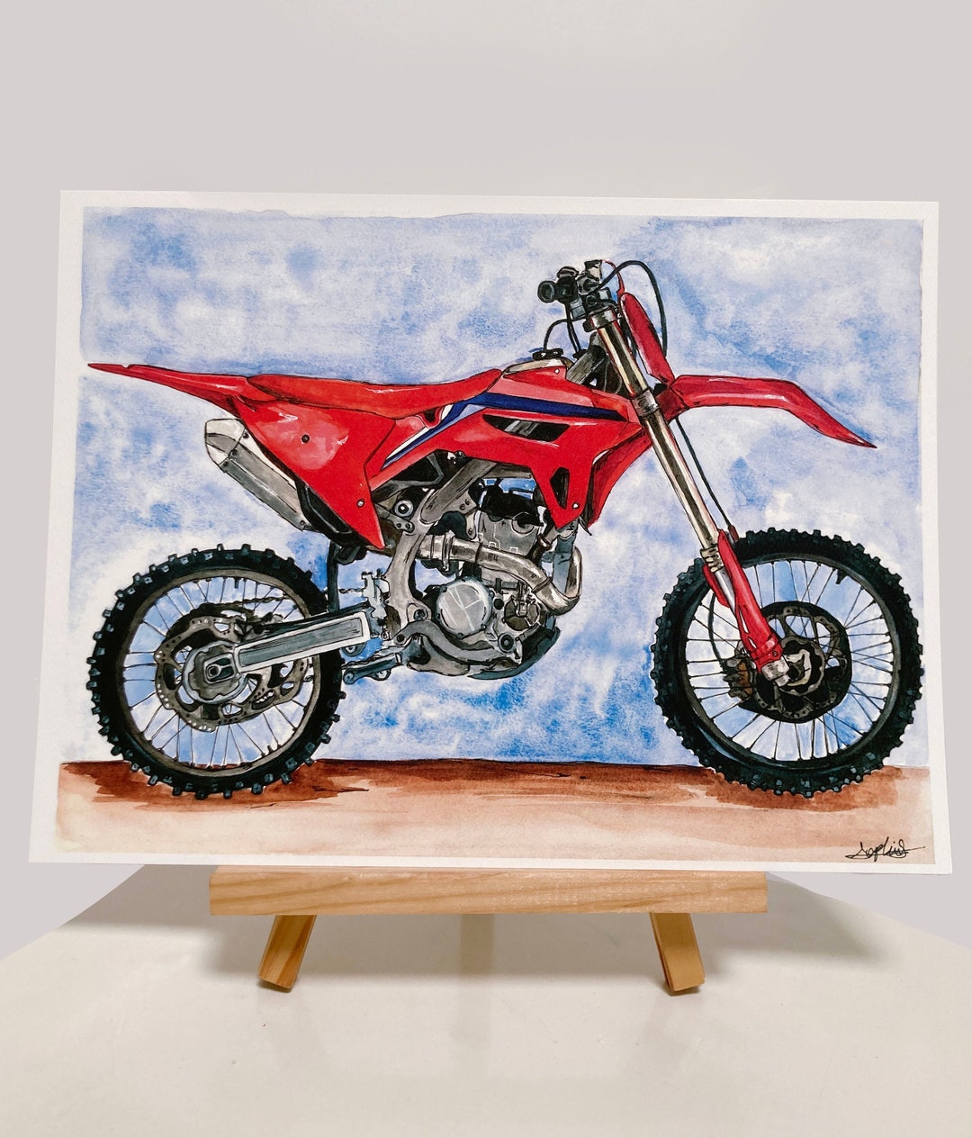 Red Motocross Bike Print, Motocross Art, Watercolor Giclée, Watercolor ...