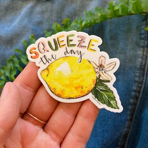 Lemon Vinyl Sticker, Watercolor Lemons, Fruit Pun Sticker, Waterproof ...