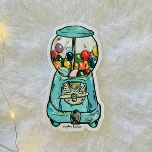 Bubblegum Machine Vinyl Sticker • Watercolor • Stationery • Retro ...