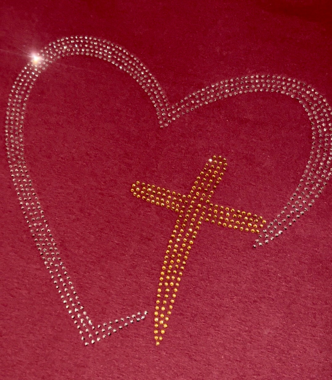 Heart With Cross Rhinestone Template 10.077h X 11.128w SS10 - Etsy
