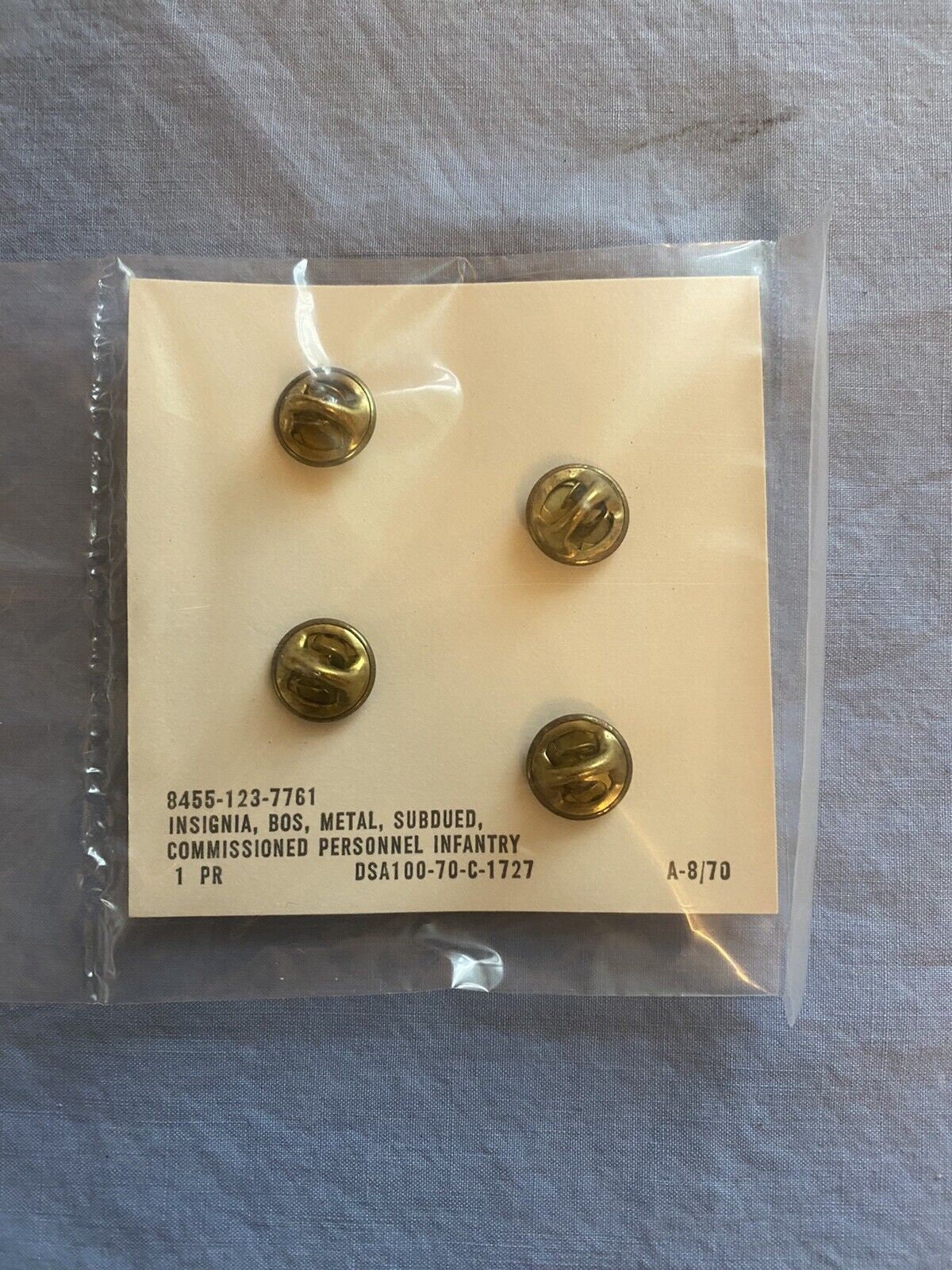USGI Subdued Infantry Collar Insignia Unissued BOS Pin Vietnam - Etsy