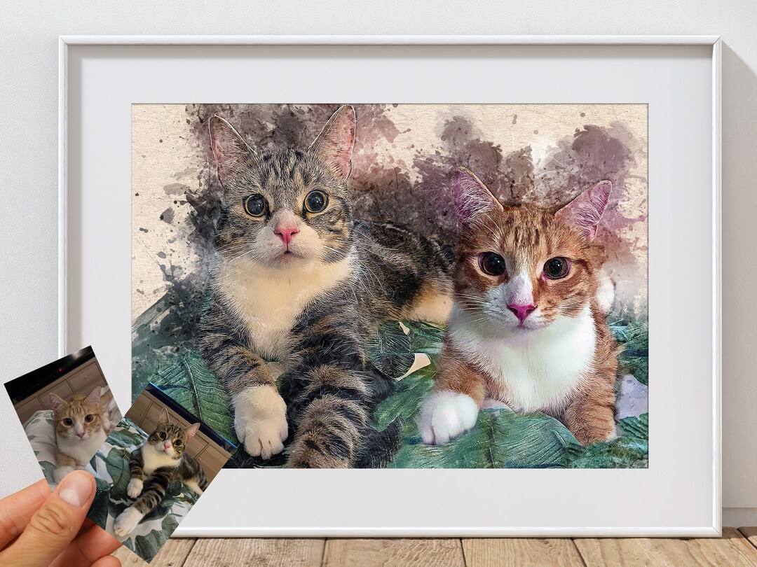 Multiple Pet Portrait Print | Personalised Gift | Pet Portrait Painting ...