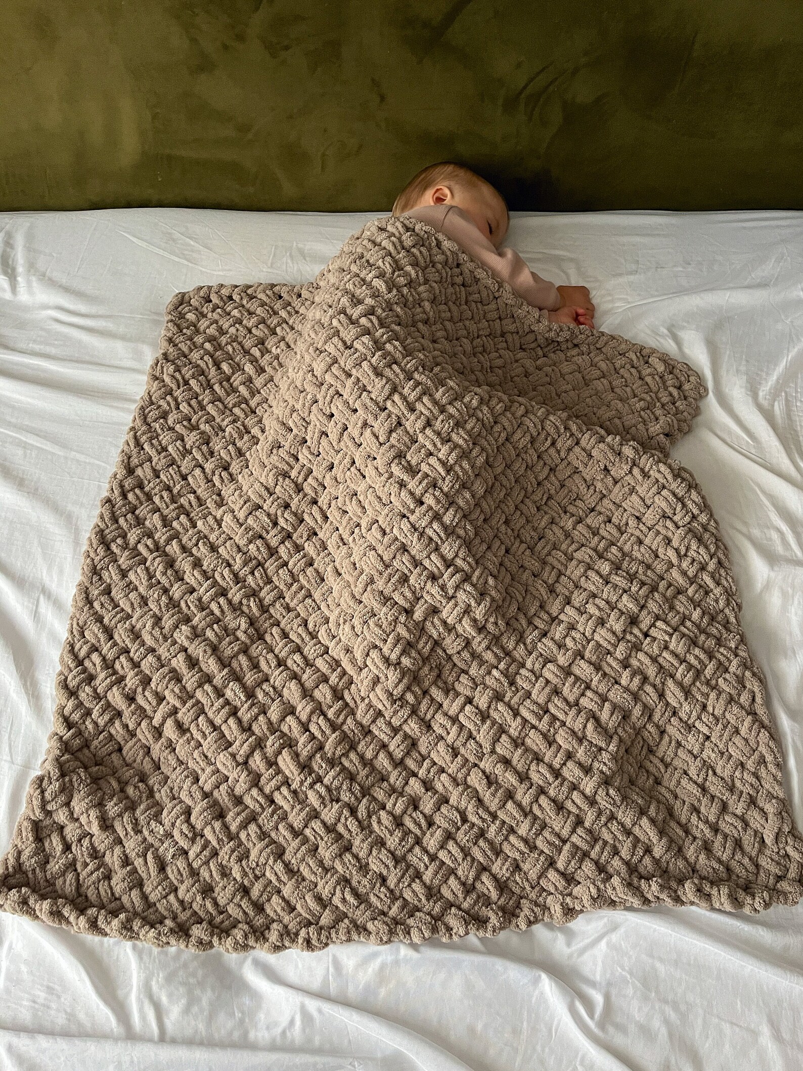 Handmade Baby Blanket, Cotton Chunky Knit Blanket, Baby Shower Gift ...