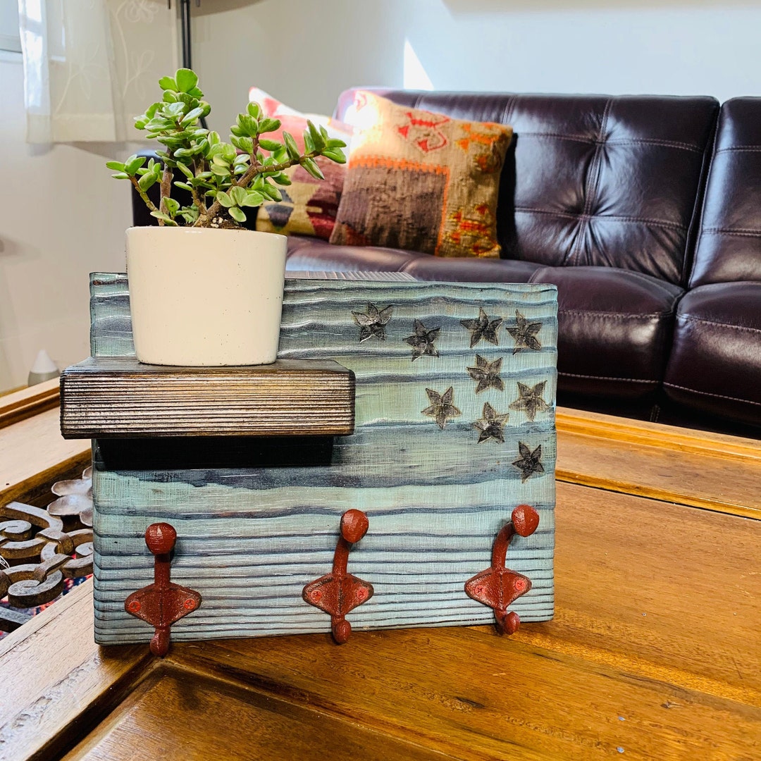 Small Coat Rack With Shelve/ Rustic Wooden Coat Rack/entry Way ...