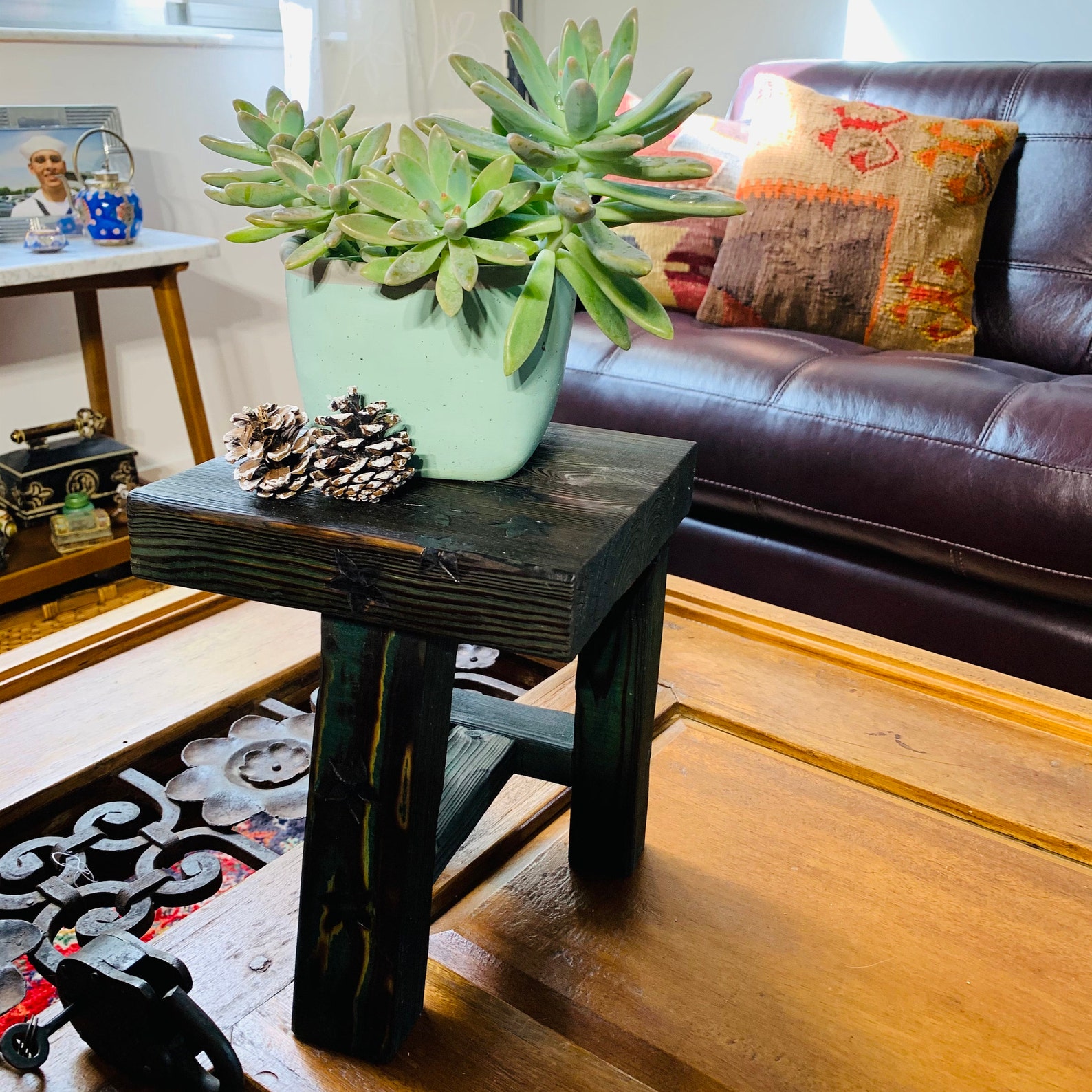 Medium Wooden Stool /plant Stand / Medium Stool/ Candles - Etsy