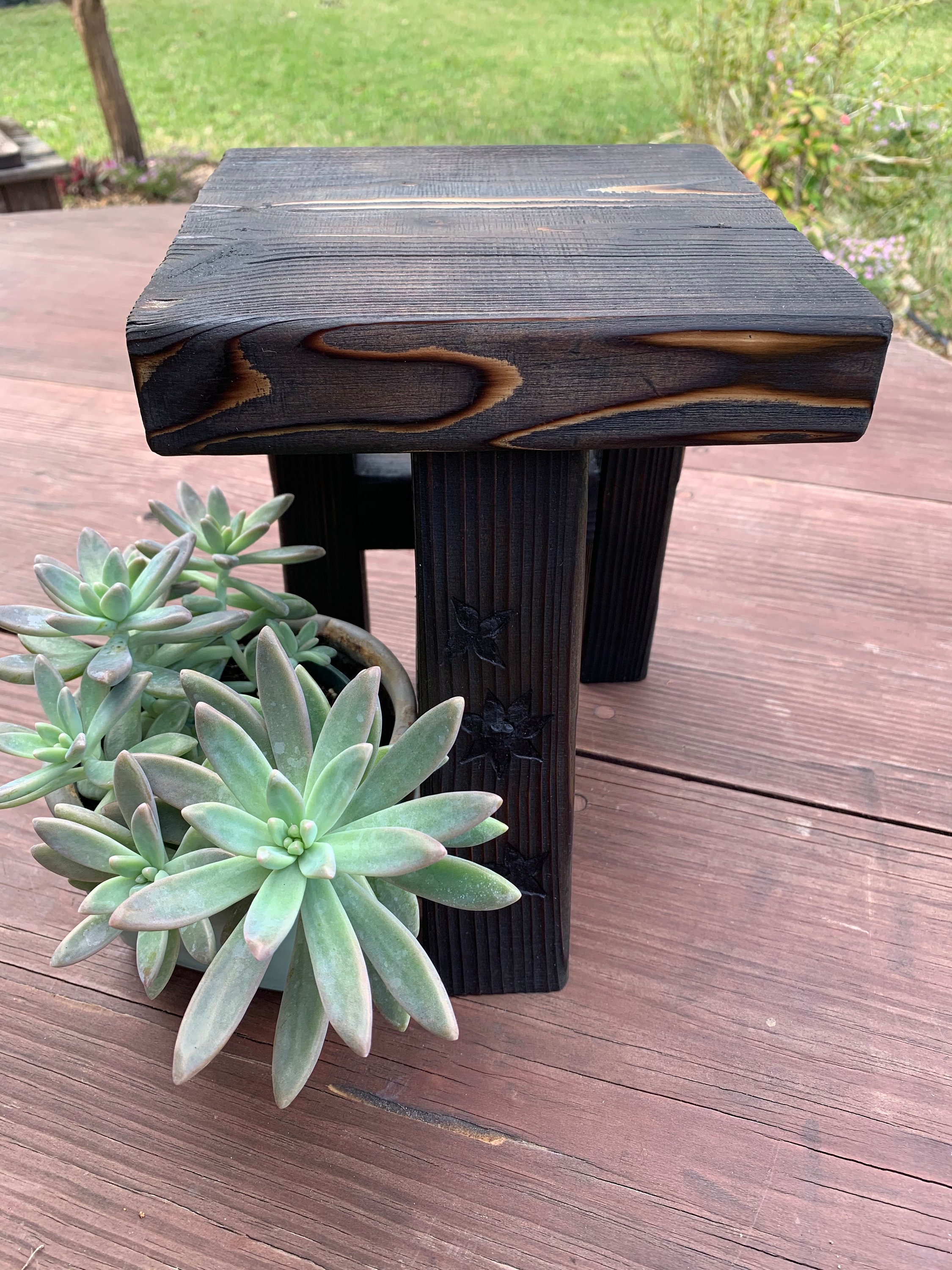 Medium Wooden Stool /plant Stand / Medium Stool/ Candles Stand/black ...