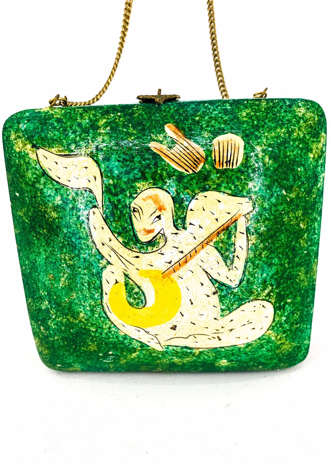 Art Nouveau Hand-painted Purse, Vintage Brass Chain Bag - Etsy