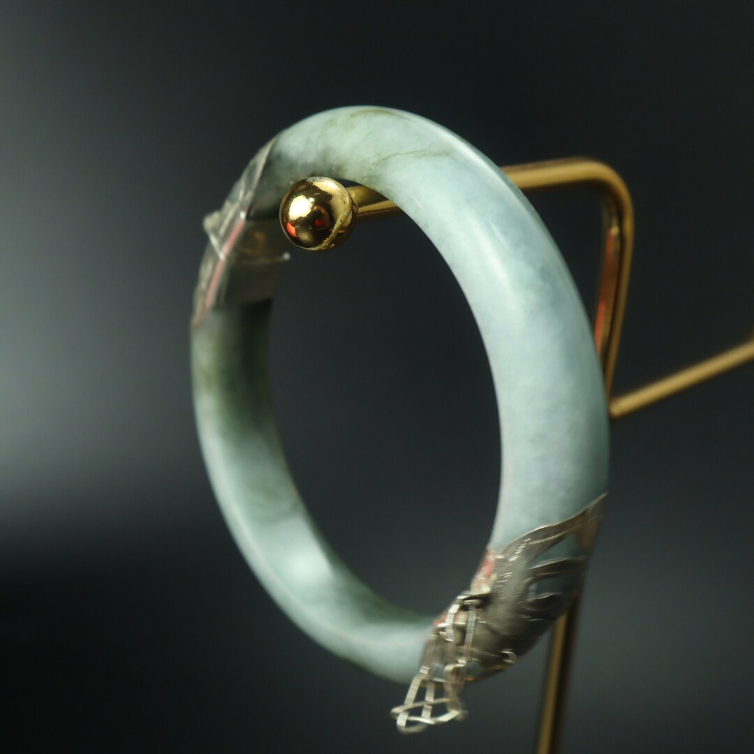 60mm Small Green Jade Bangle Open Silver 925 Women Jadeite Bangle ...