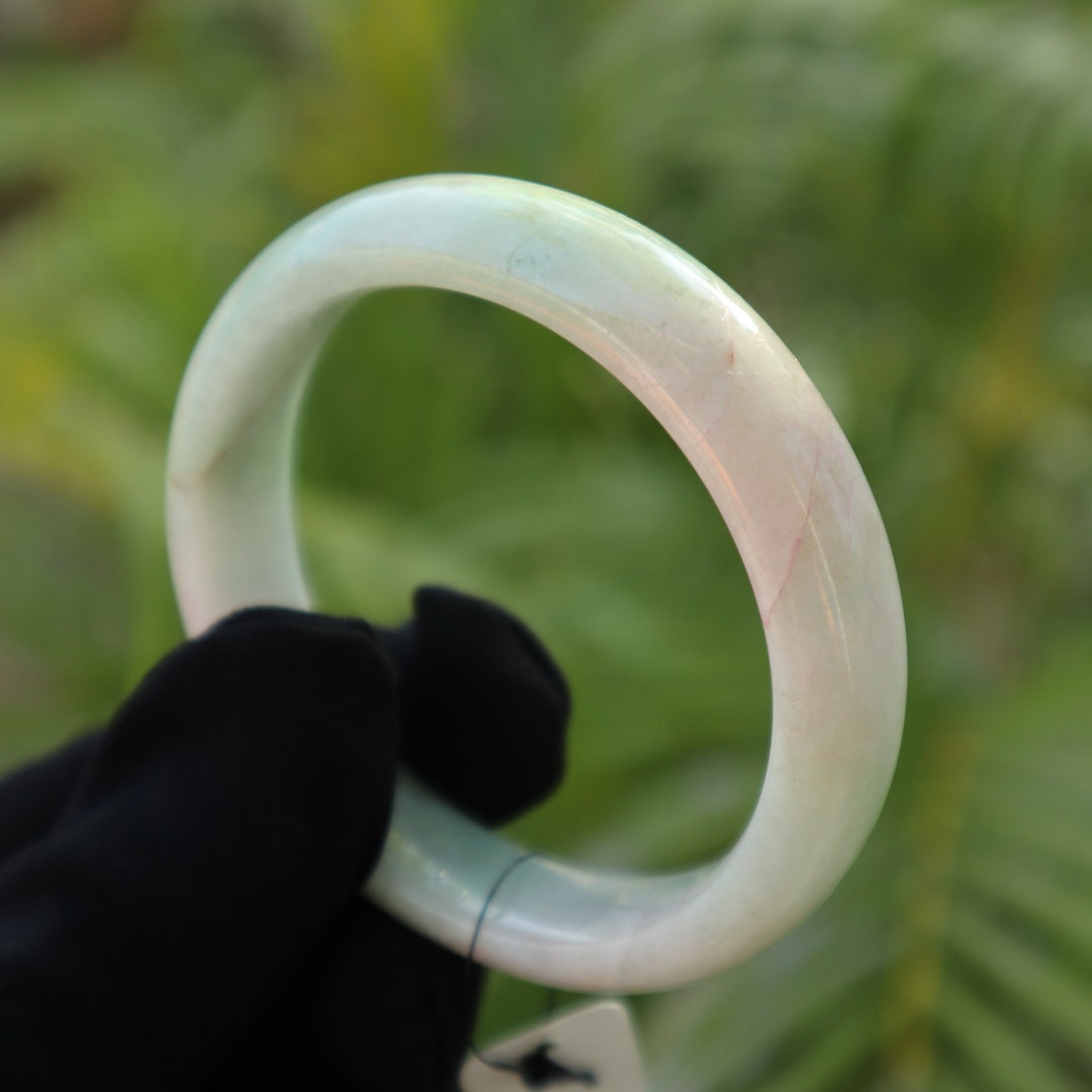 58mm Round Light Greenjade Bracelet Bangle Genuine Round Light Green ...