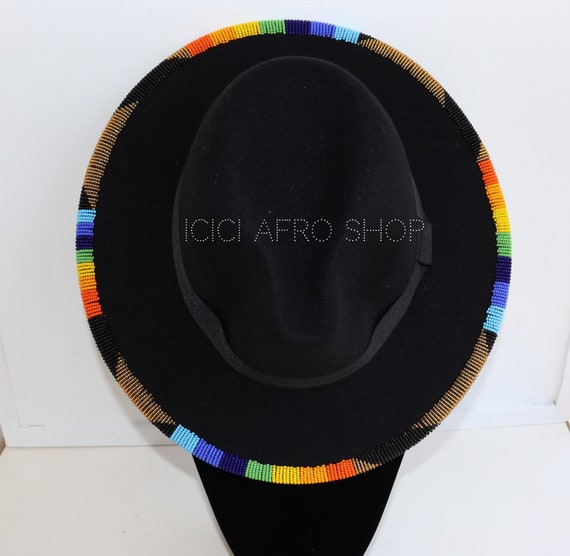Black RIM Beaded Fedora Hat fedora Fashion Summer Hats - Etsy