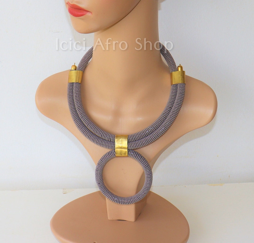 Grey Beaded Necklace masai Gift african Necklace maasai Necklace wholesale Jewelry masai Jewelry ...