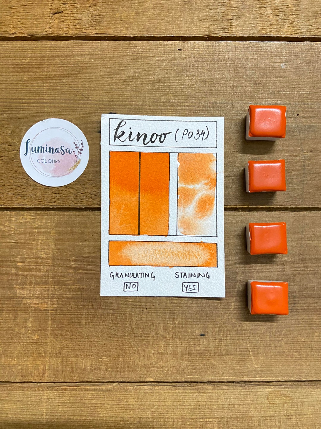 Brilliant Orange Matte KINOO Handmade Watercolour Half Pan - Etsy