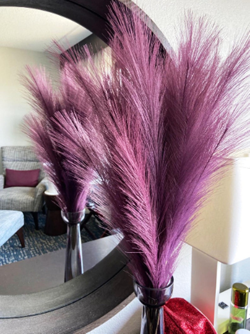 PAMPAS GRASS Faux 31 Tall table Size purple Color artificial Flower ...