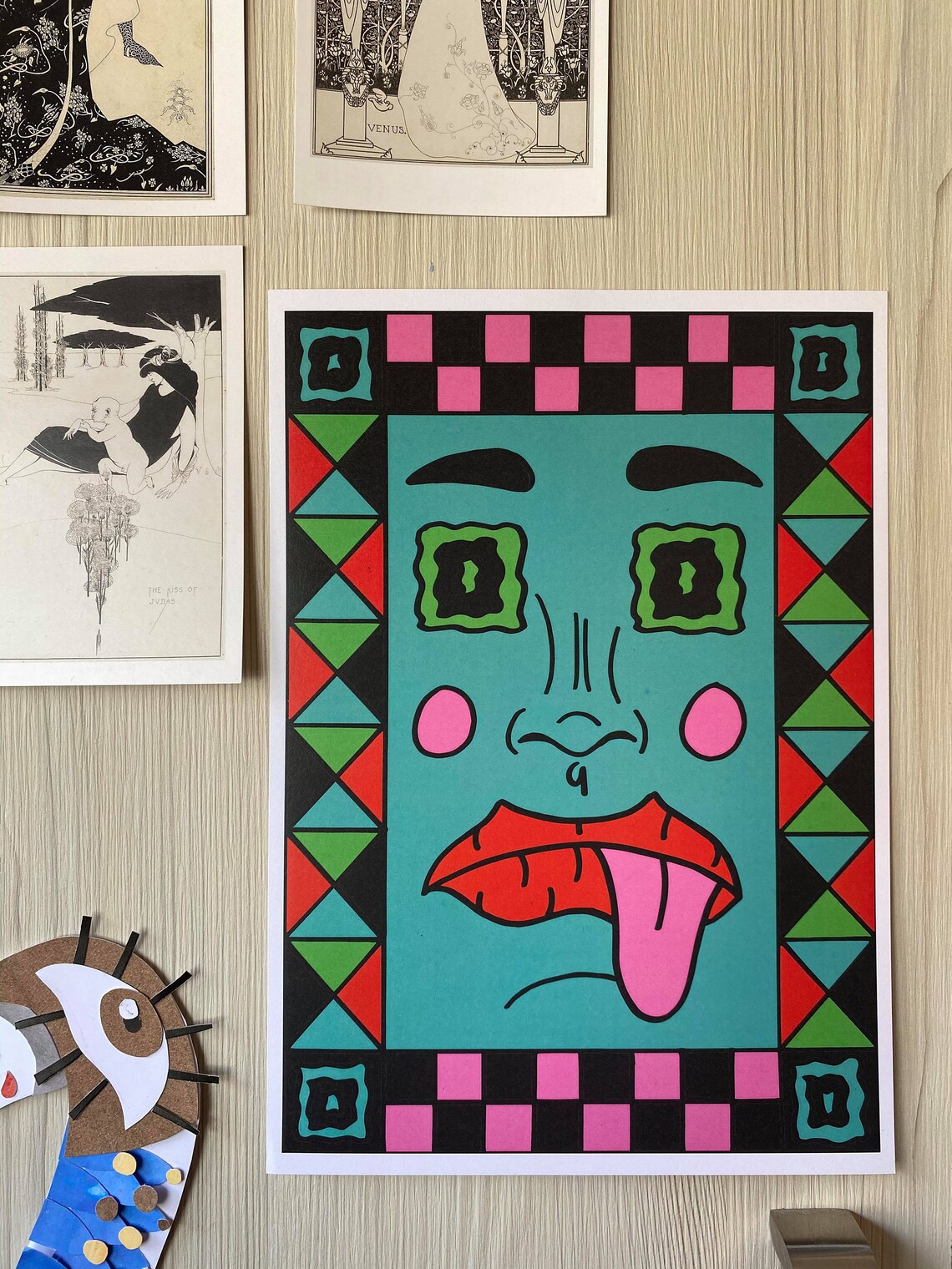 A4 Rave Face Illustration Wall Art - Etsy