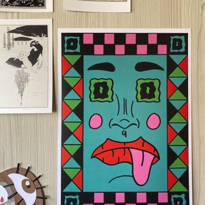 A4 Rave Face Illustration Wall Art - Etsy