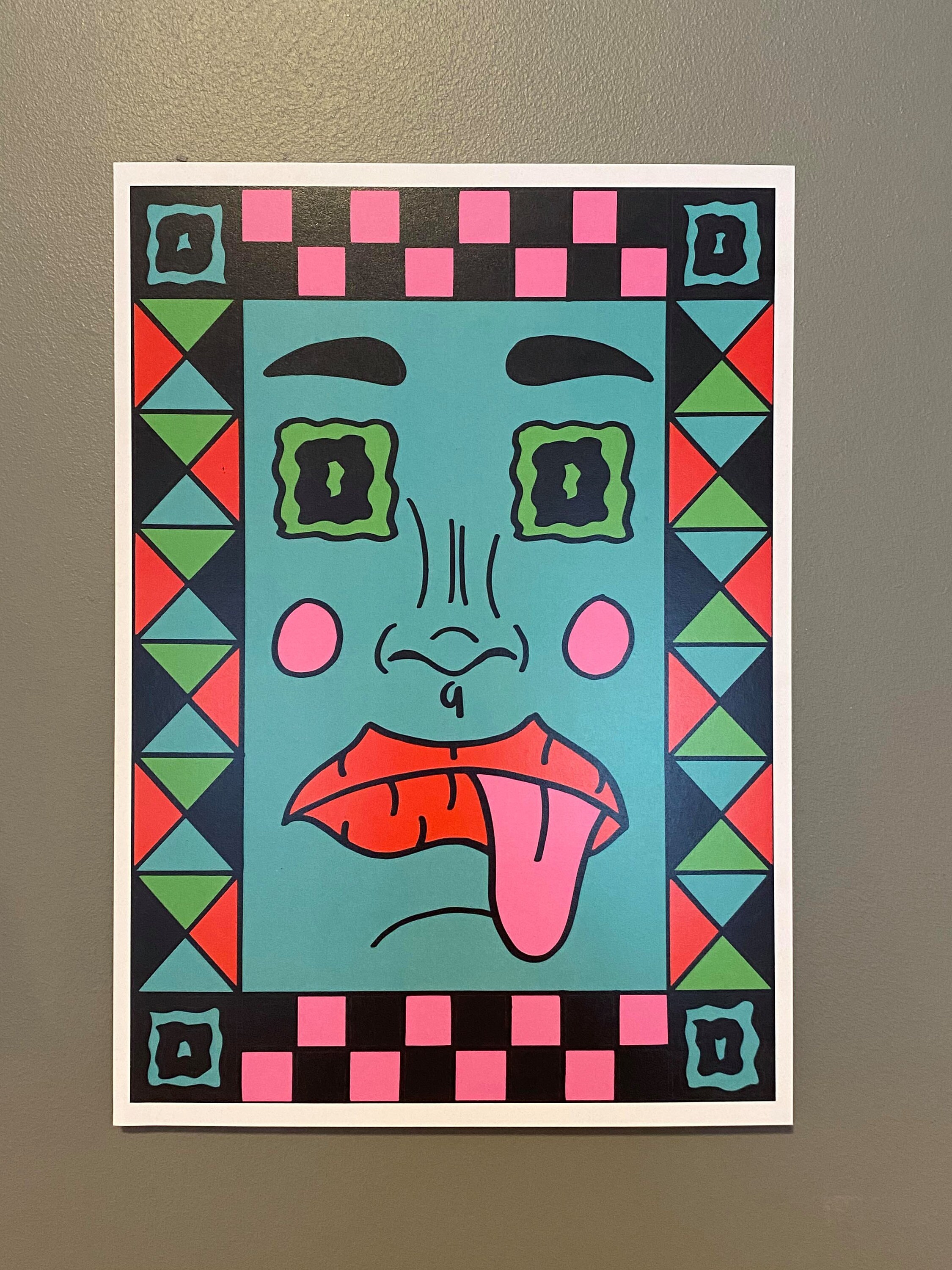 A4 Rave Face Illustration Wall Art | Etsy