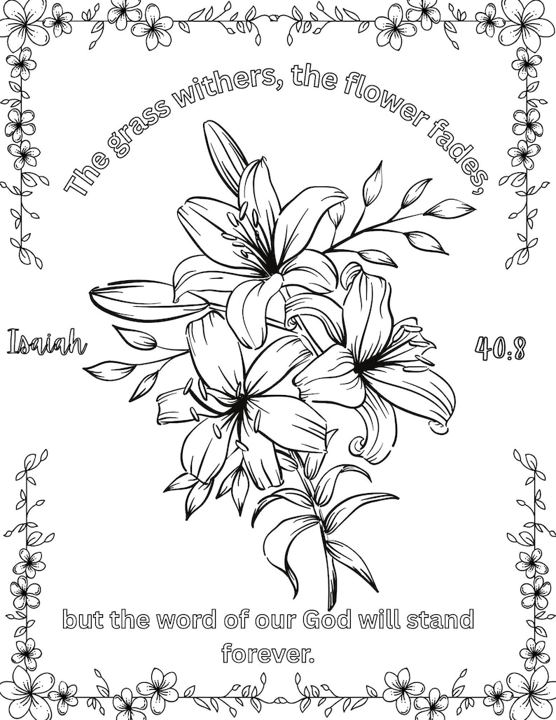 5 Bible Verse Coloring Sheets for Adults and Kids - Etsy