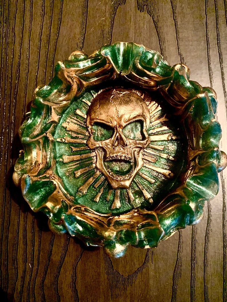 Skull Dish with Metallic Accent | Etsy