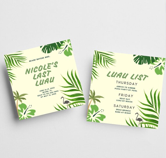 Last Luau Bachelorette Party Invite Template - Etsy